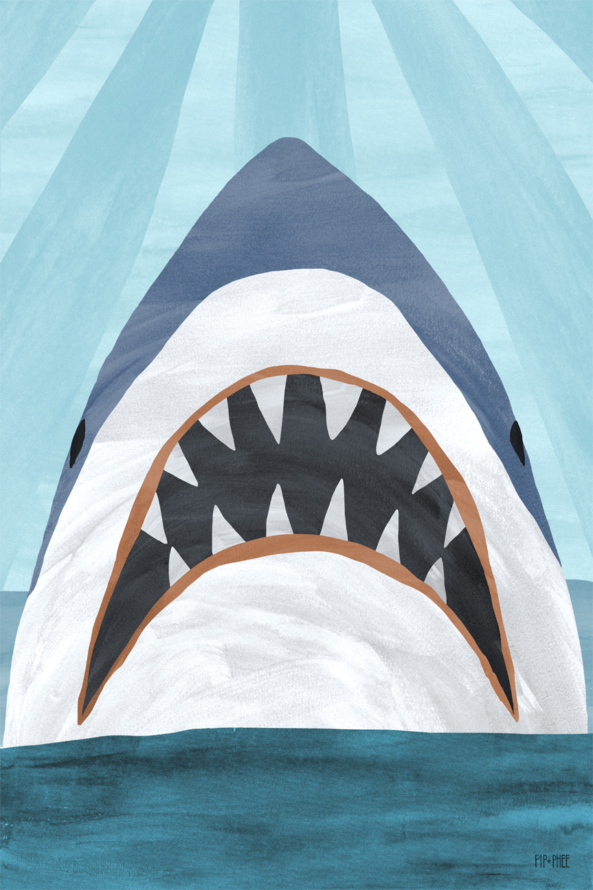 Sunset Shark Print , By Pip and Phee,Wall Art Canvas Print,