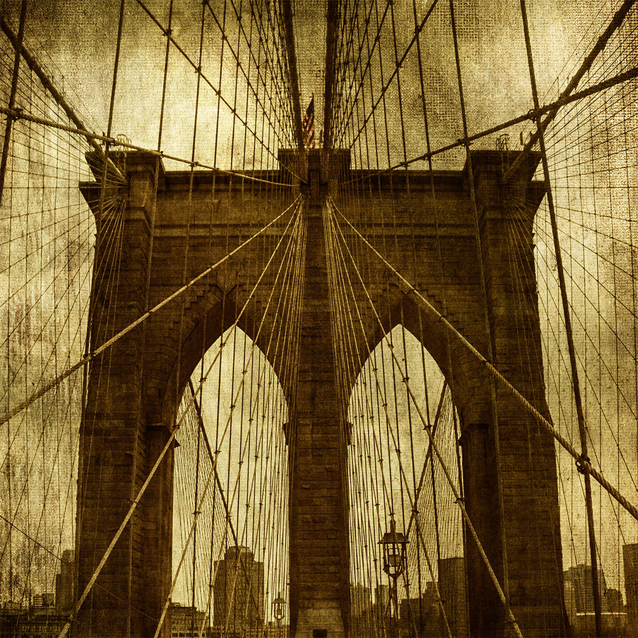 The Ropes and Architecture of The Brooklyn Bridge in NYC, Industrial