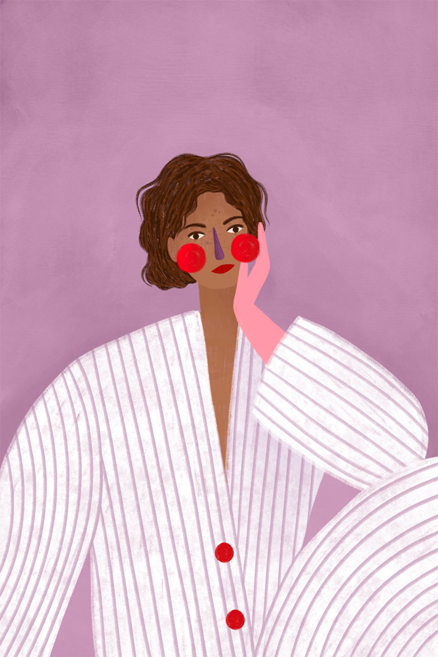 The Woman With The Pink Gloves , By Bea Muller |Wall Art Print Framed