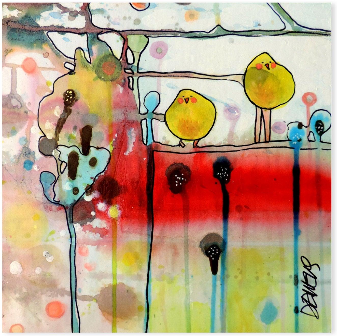 Two Yellow Birds , By Sylvie Demers,Wall Art Canvas Print,