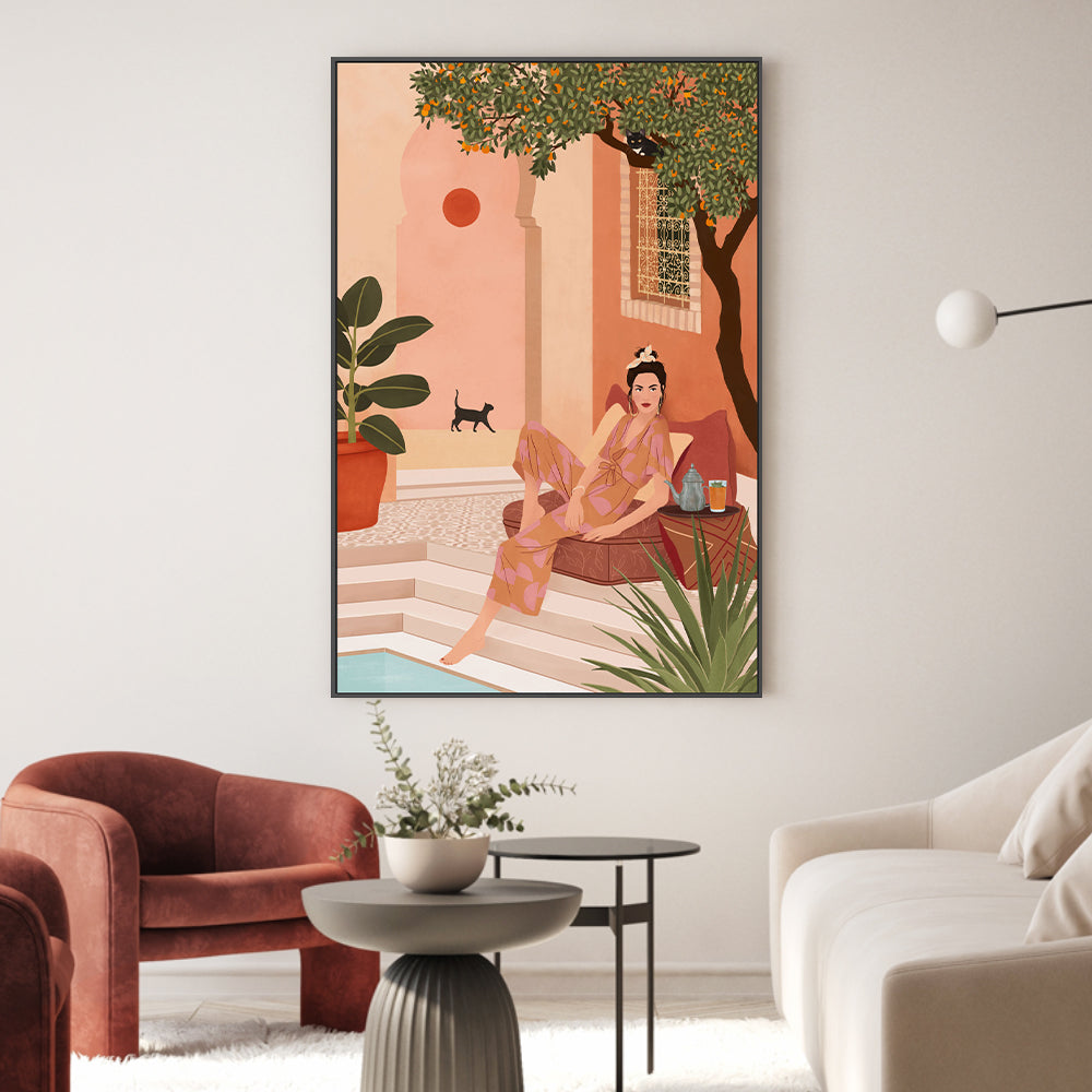 Under The Orange Tree |Wall Art Print Framed Canvas Poster – Gioia Wall Art