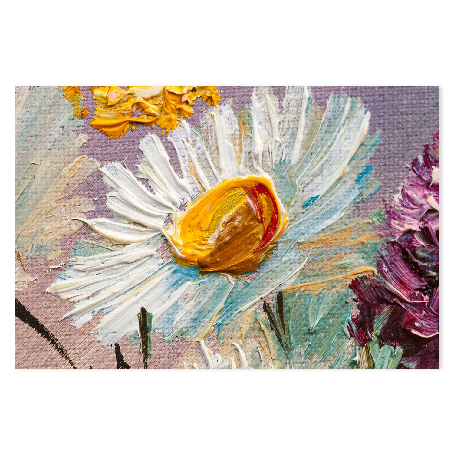 Canvas Painting, Dashing Daisy, Hand-Painted Canvas, Framed
