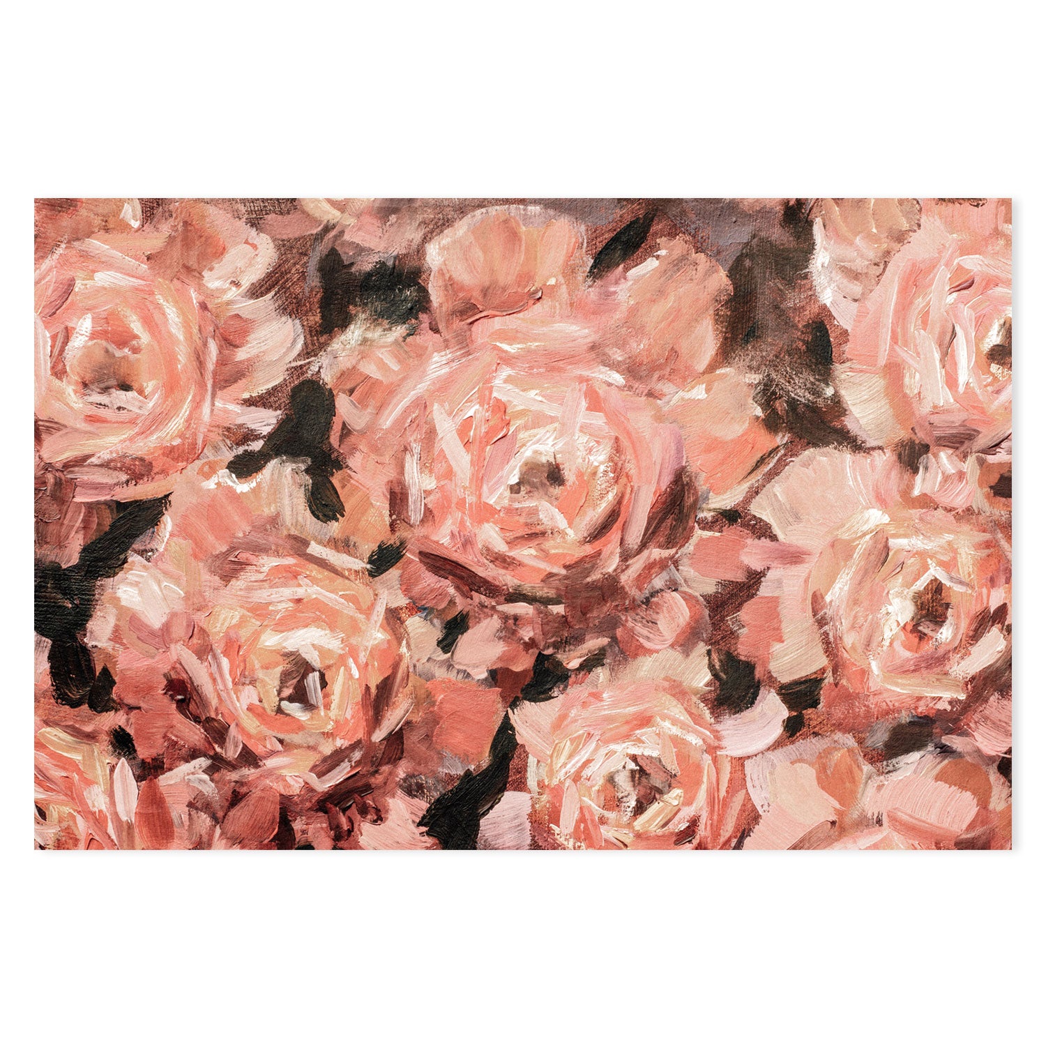 Canvas Painting, Blushing Roses, Style B, Hand-Painted Canvas, Framed