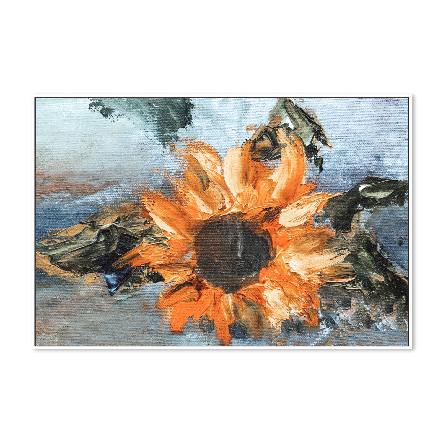 Canvas Painting, Bright Daisy, Style B, Hand-Painted Canvas, Framed