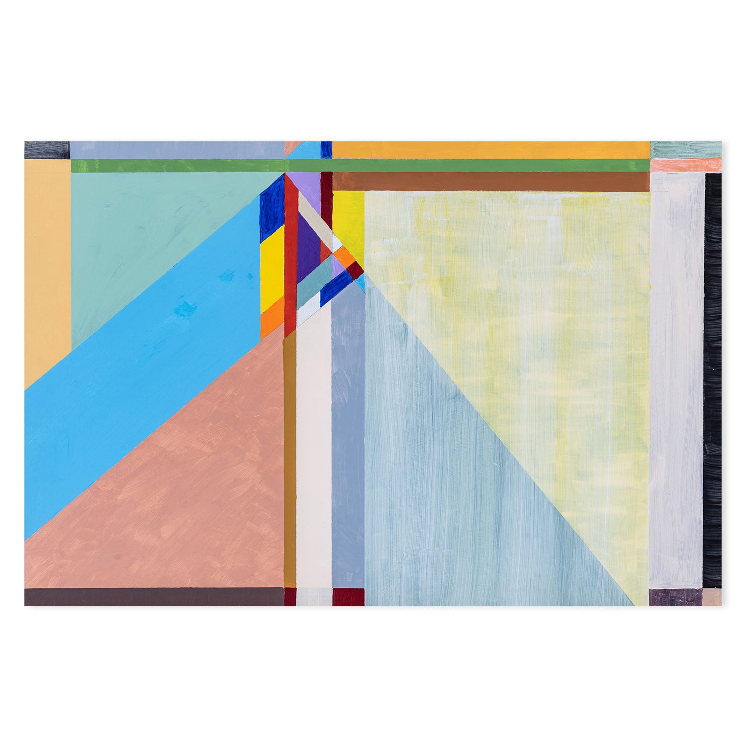 Canvas Painting, Coloured Angles, Style F, Hand-Painted Canvas, Framed
