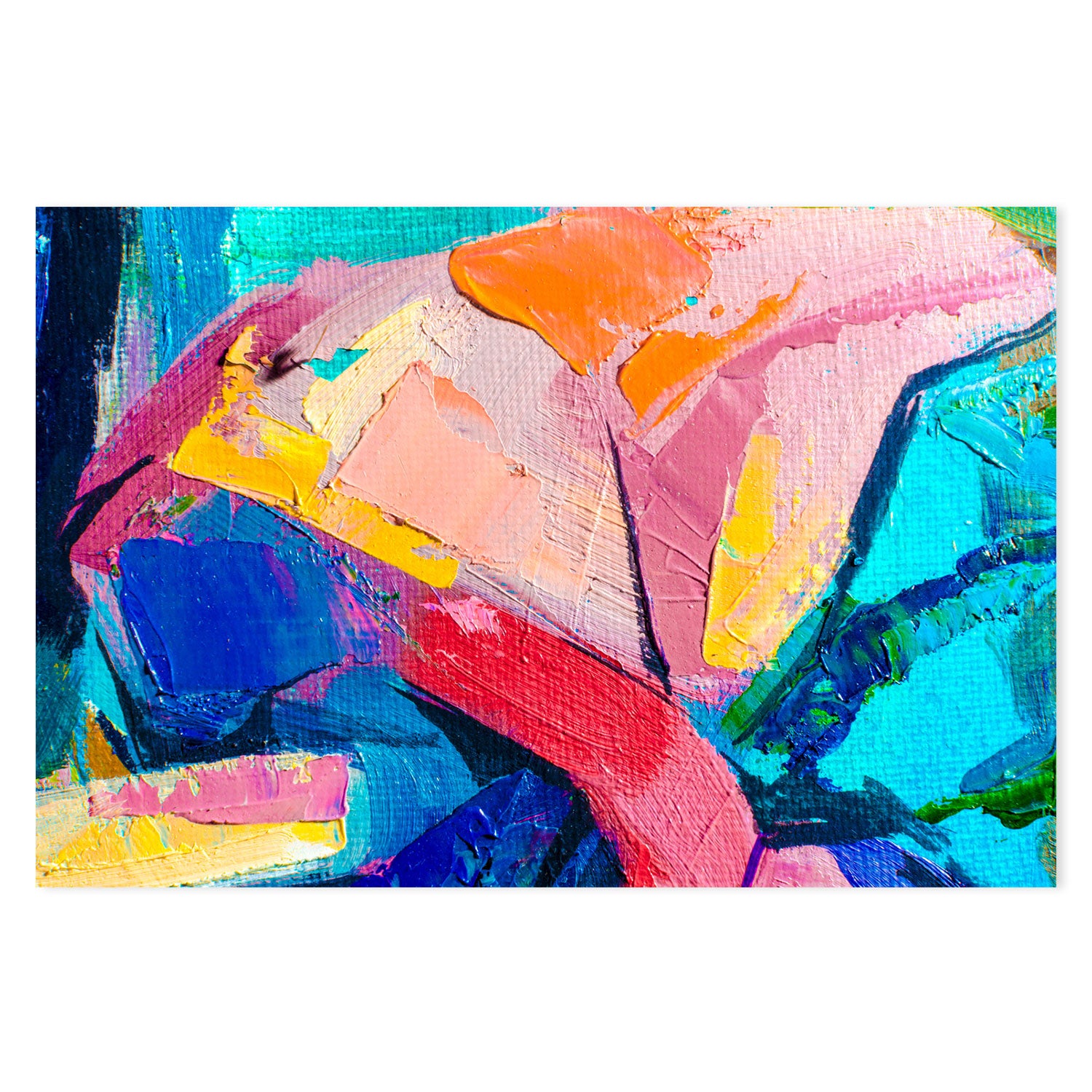 Canvas Painting, Curves of Colour, Hand-Painted Canvas, Framed