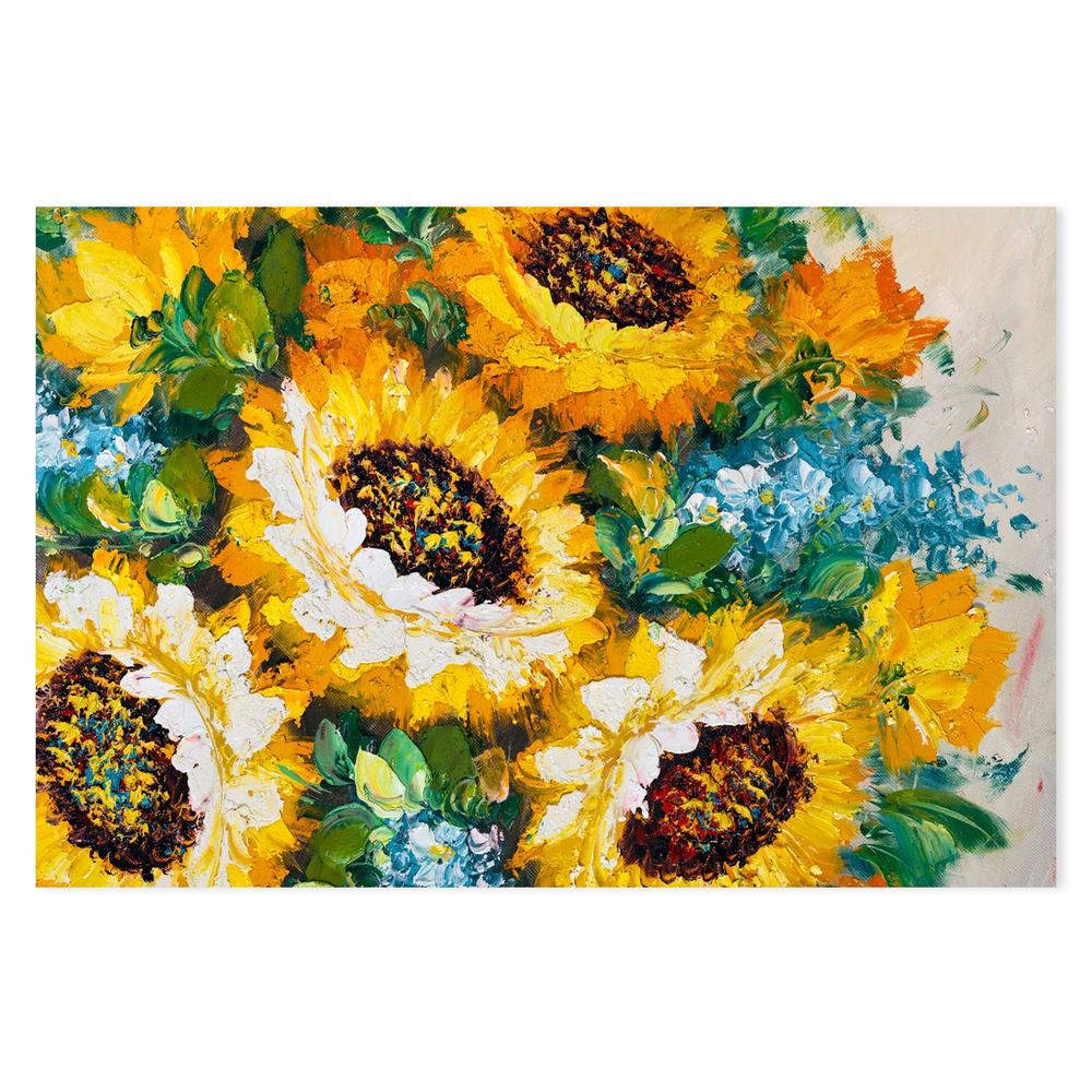 Canvas Painting, Daylight Daisies, Hand-Painted Canvas, Framed