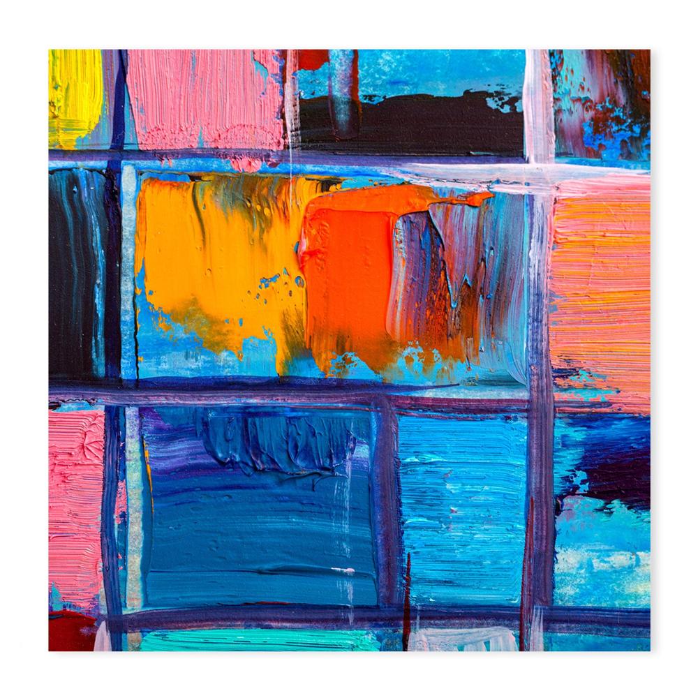 Canvas Painting, Coloured Squares, Style B, Hand-Painted Canvas,