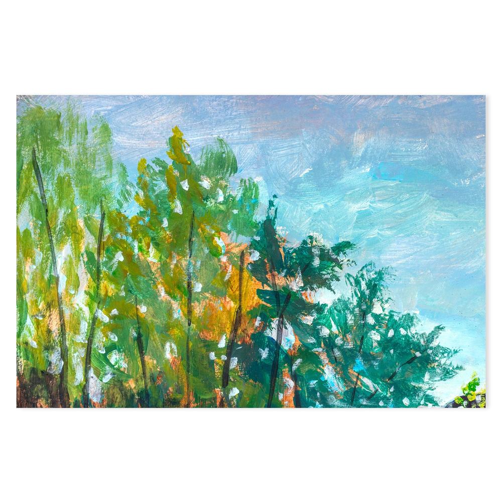 Canvas Painting, Above The Trees, Hand-Painted Canvas, Framed