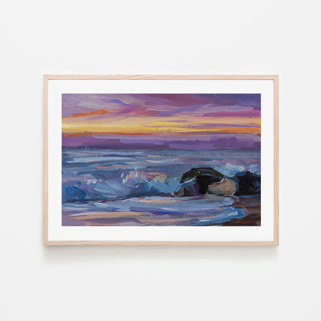 Canvas Painting, Purple And Yellow Sunset , Hand-painted Canvas ...