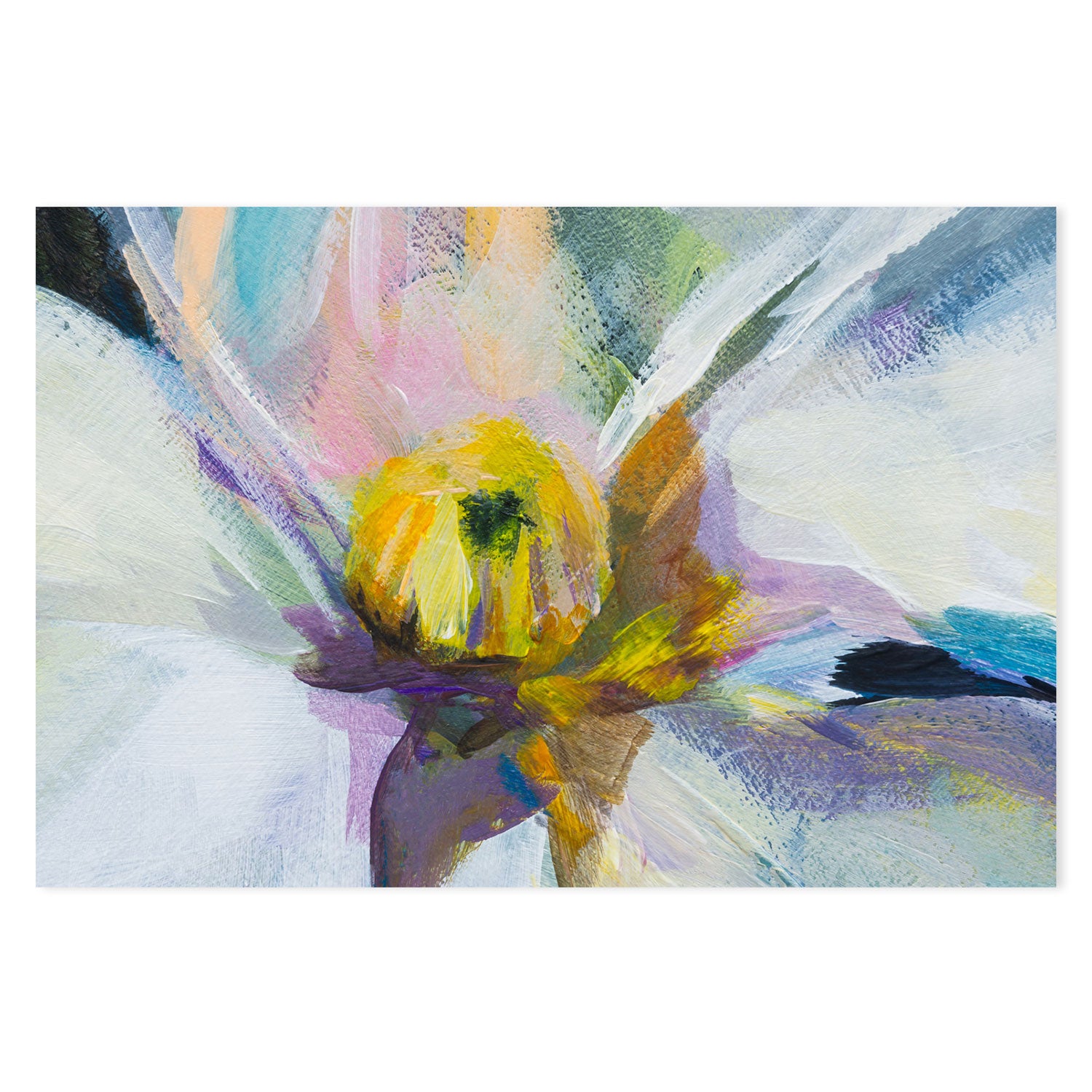 Canvas Painting, Daisy Centre, Style A , Hand-painted Canvas, Framed