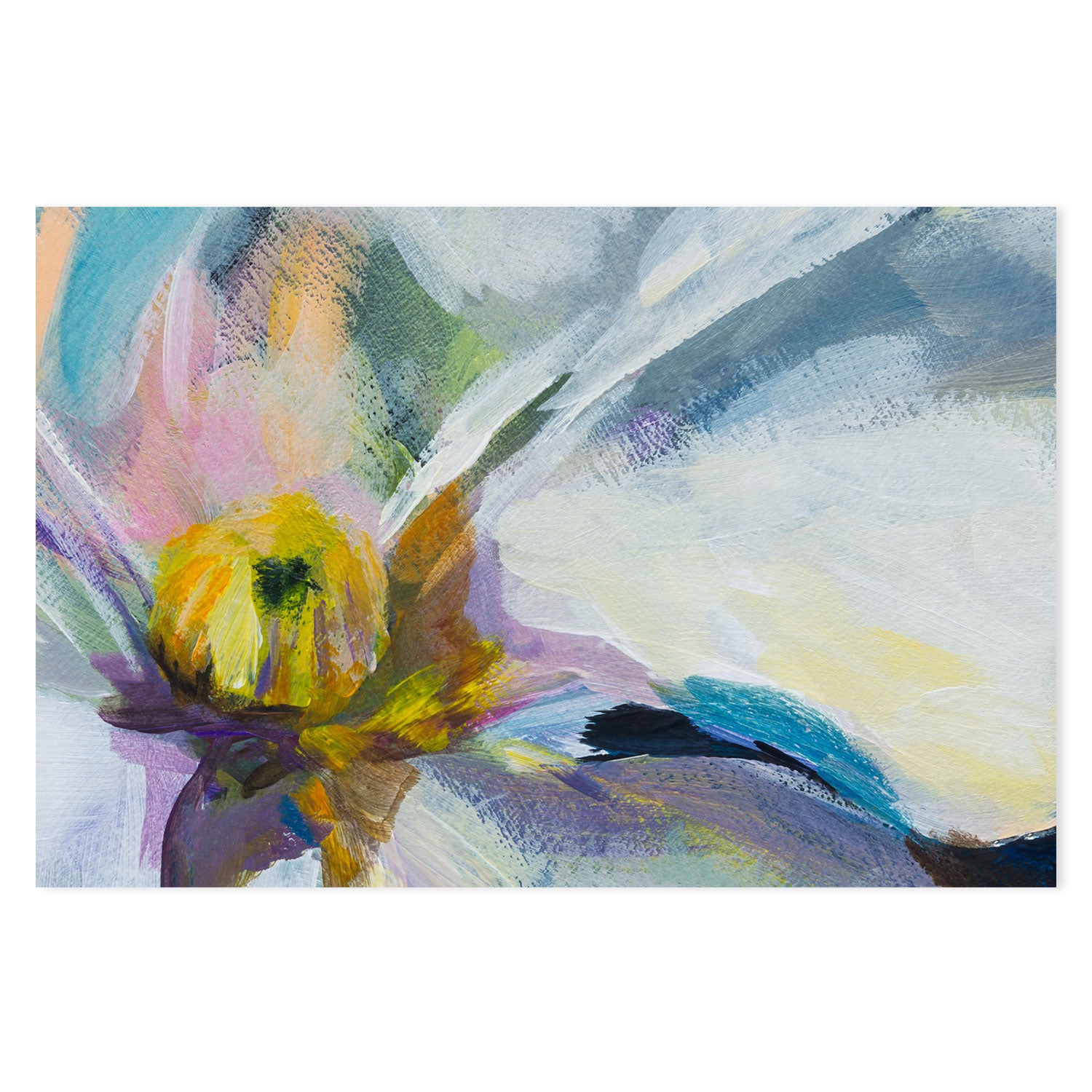 Canvas Painting, Daisy Centre, Style B , Hand-painted Canvas, Framed