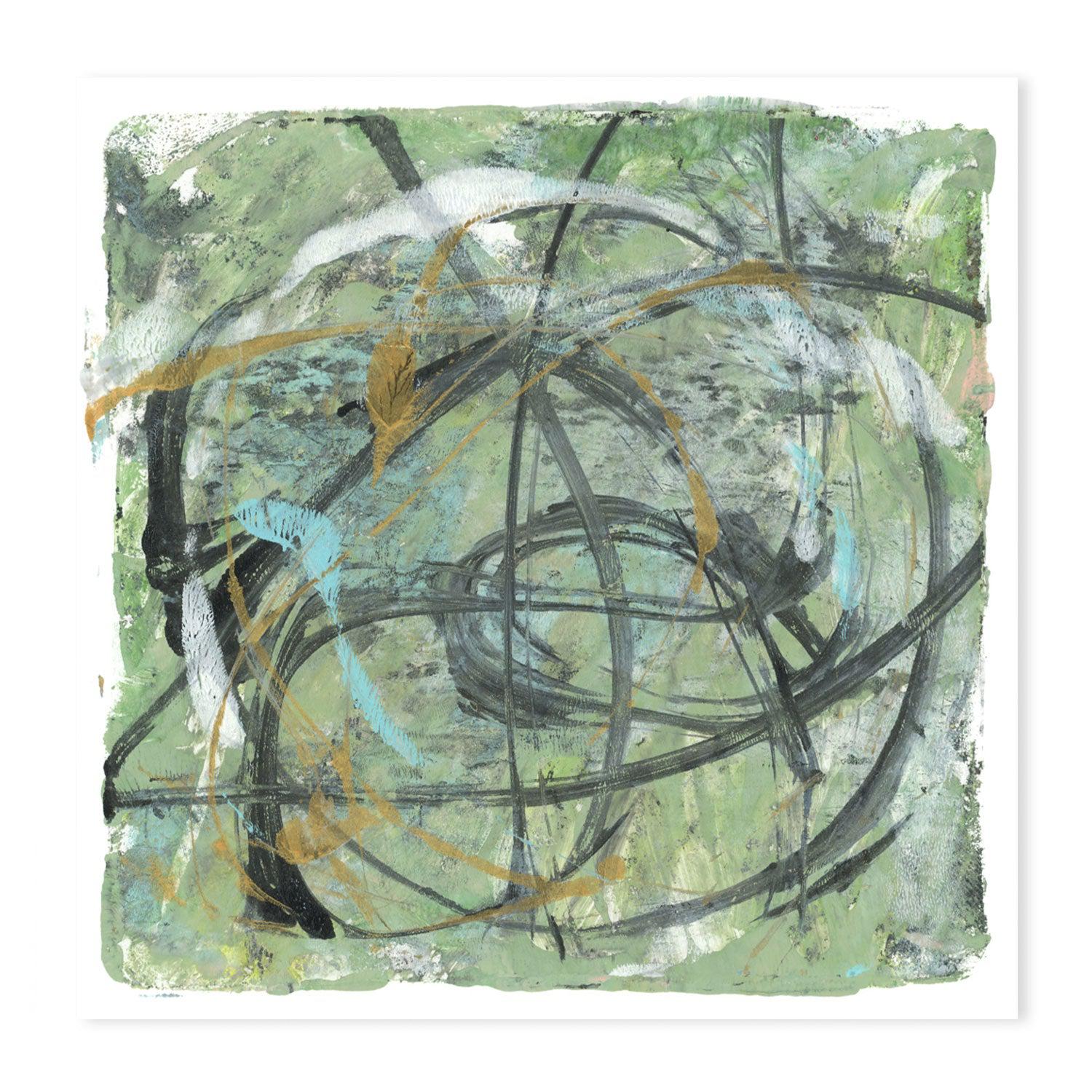 Canvas Painting, Green Swirl , Hand-painted Canvas, Framed – Gioia Wall Art