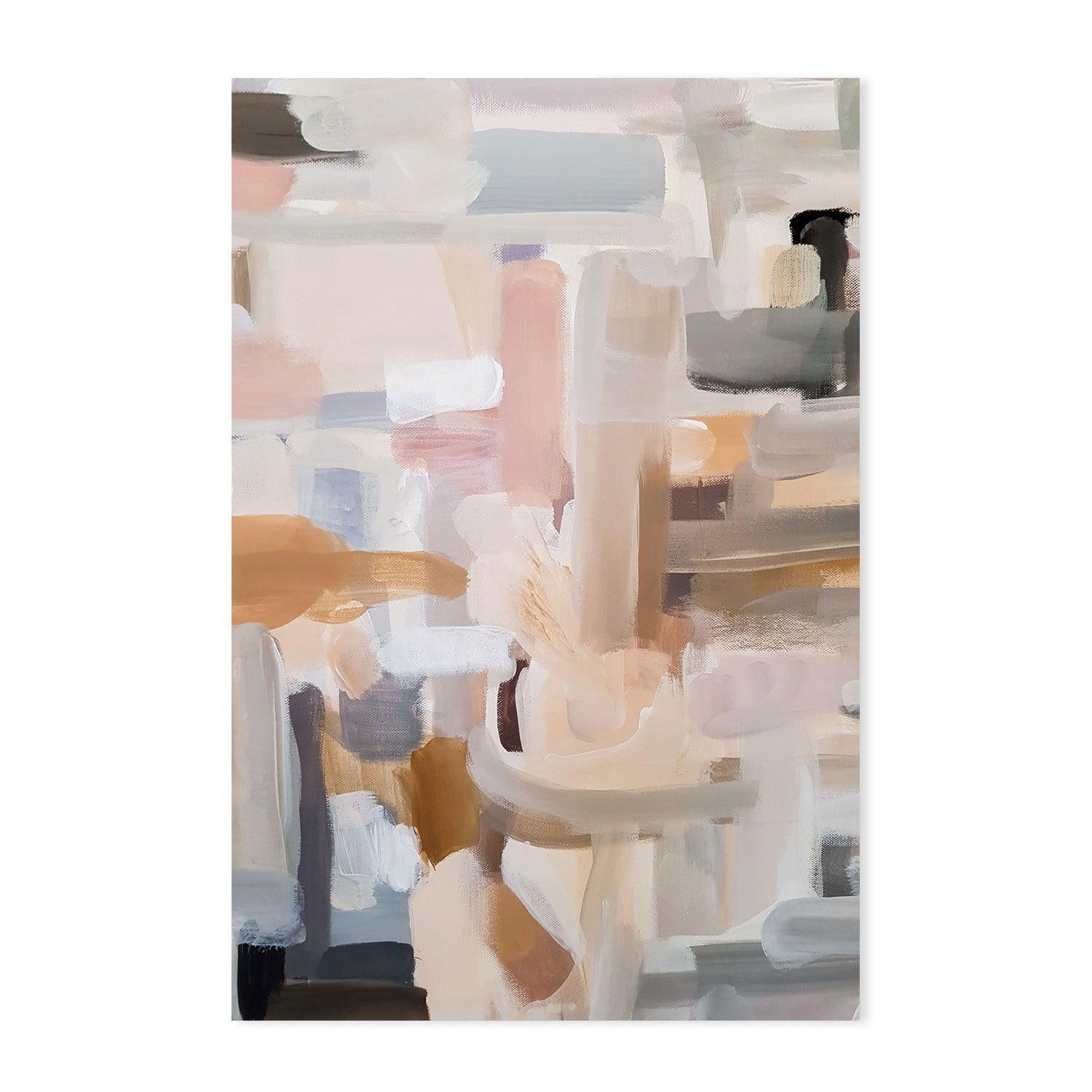 Canvas Painting, Blush and Cream Blocks , Hand-painted Canvas, Framed