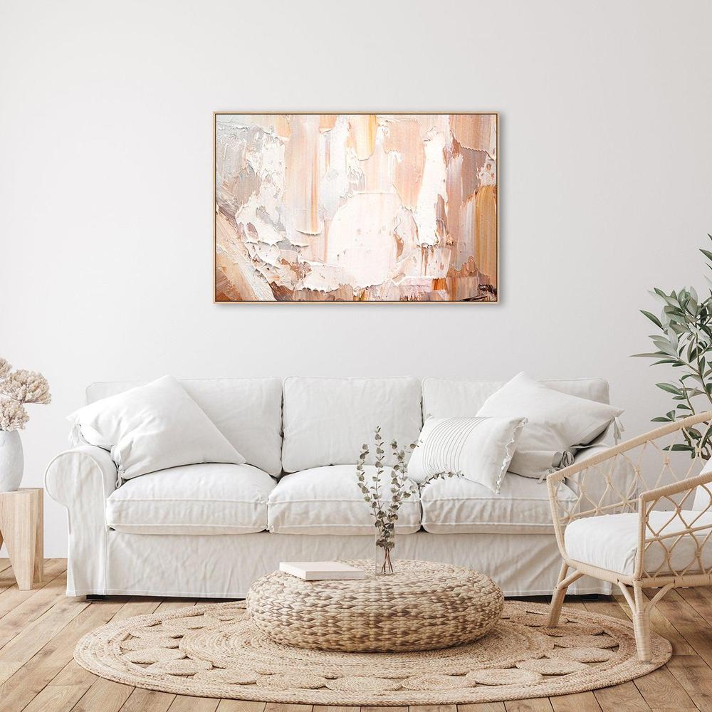 Canvas Painting, Soft Blush, Style B , Hand-painted Canvas, Framed